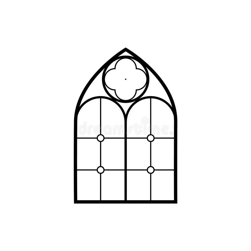 Window Design in Medieval Church Gothic Style on an Isolated Background ...
