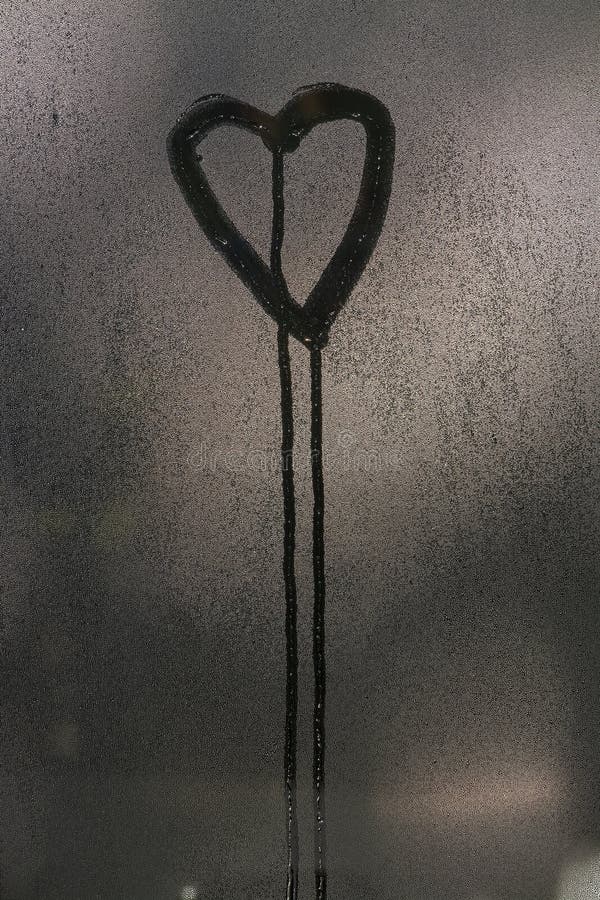 Window dew and drawn heart stock image. Image of humid - 135933531