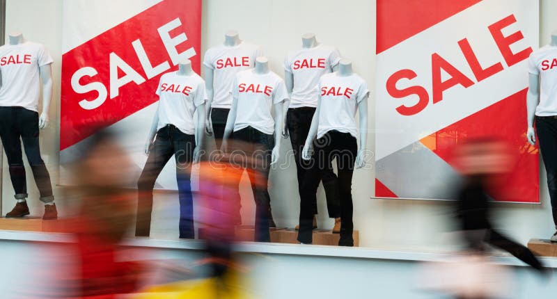 Window display with SALE stock image. Image of advertising - 284640045