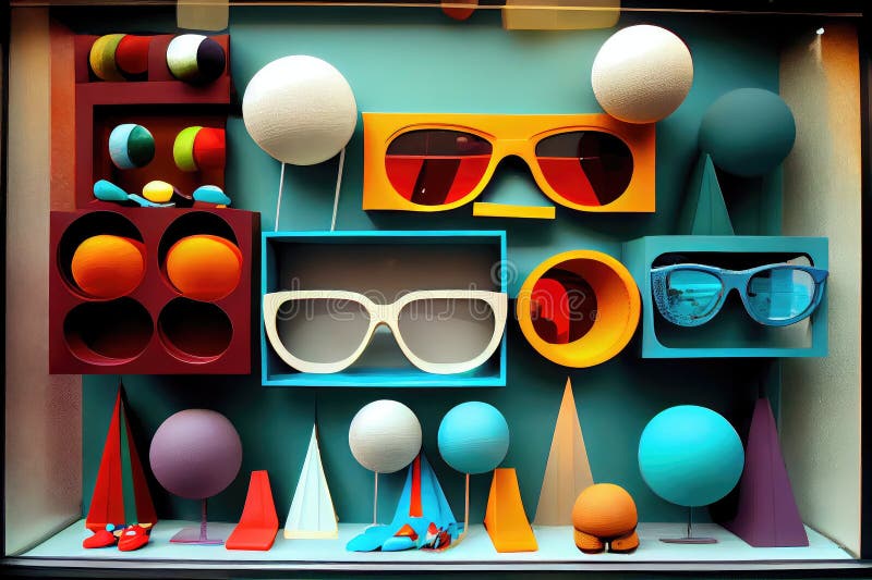 Window Display with Variety of Plastic Windows and Shades Stock ...