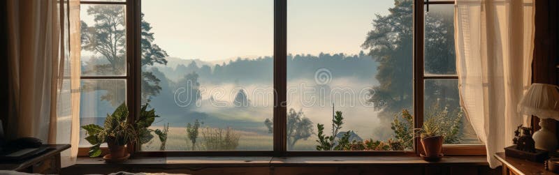 Window Overlooking Forest stock illustration. Illustration of ...