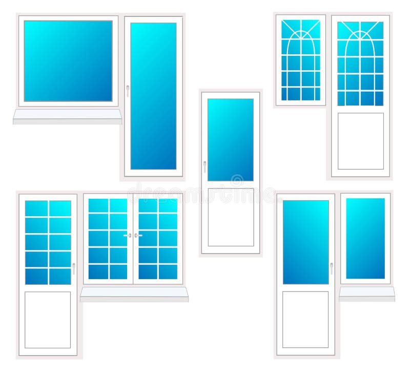 Window with Door, Vector Illustration Isolated Set. Stock Vector ...
