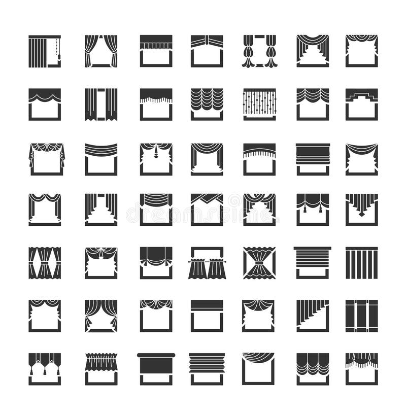 Window Draperies, Valances, Curtains. Interior Design Elements. Stock ...