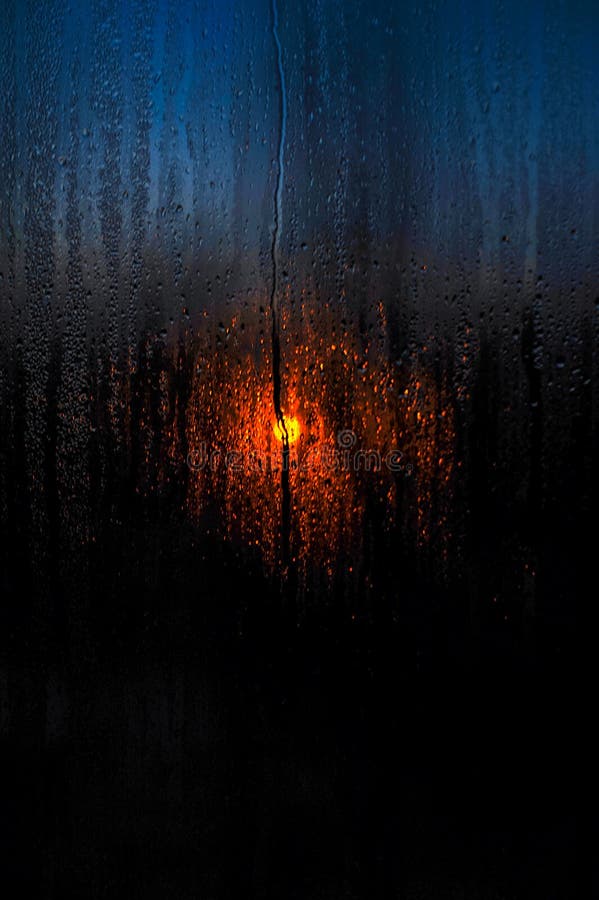 Window Drops of Rain Sunset of the Sun Scenes Landscape Stock Photo ...