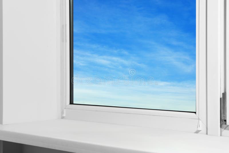 Window with Empty White Sill, Closeup View Stock Image - Image of empty ...