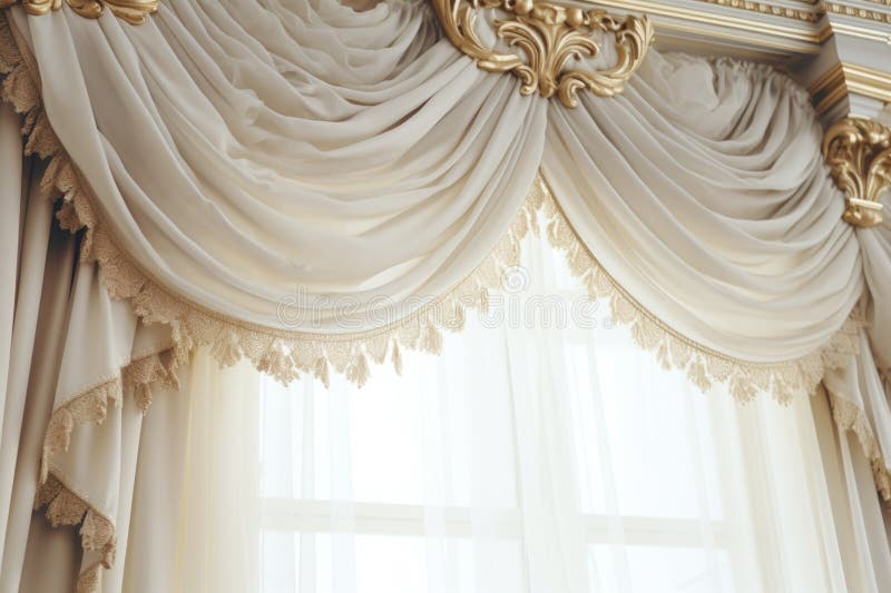 A Window Featuring a Curtain with a Gold Trim. Suitable for Interior ...