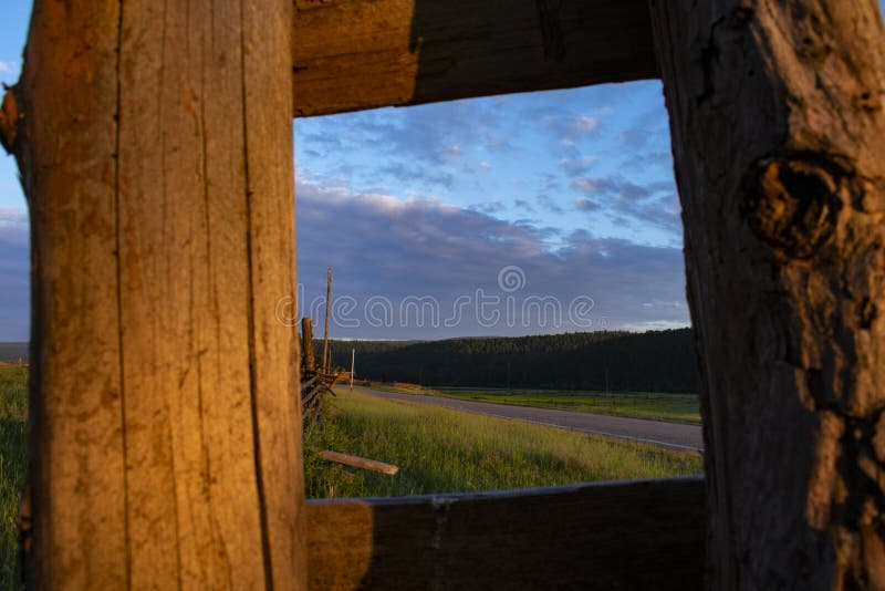 Window in the Fence on the Paved Stock Photo - Image of summer ...