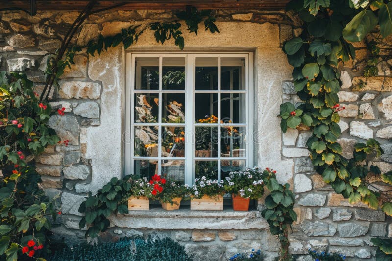 A Window Filled with Fresh Flower Arrangements Stock Image - Image of ...
