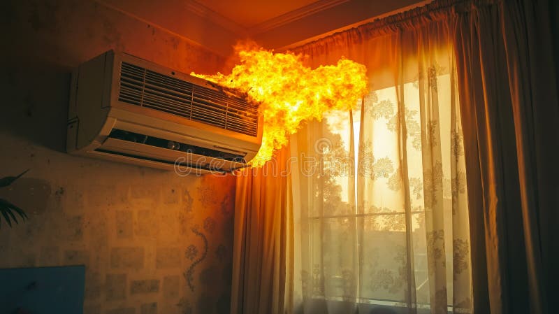 A Window with a Fire Coming Out of it Stock Image - Image of emergency ...