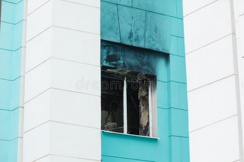 Window a Fire in High-rise Building Stock Photo - Image of america ...