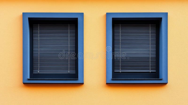 A Window on the First Floor and Closed Windows with Roller Shutters on ...