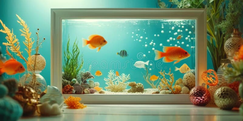 Window with Fish and Corals in it Stock Illustration - Illustration of ...