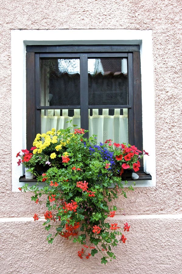 Window with Flower Box in France Stock Image - Image of residential ...
