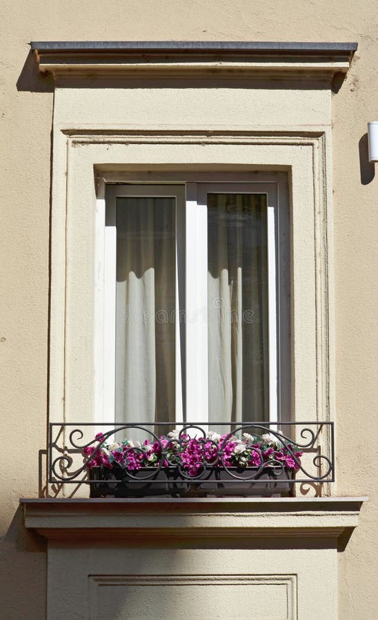 Window Flower Box stock image. Image of white, fence, pink - 1513505