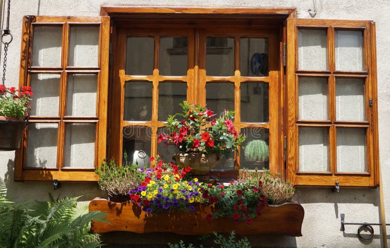 Window with flowers stock photo. Image of architecture - 60490014