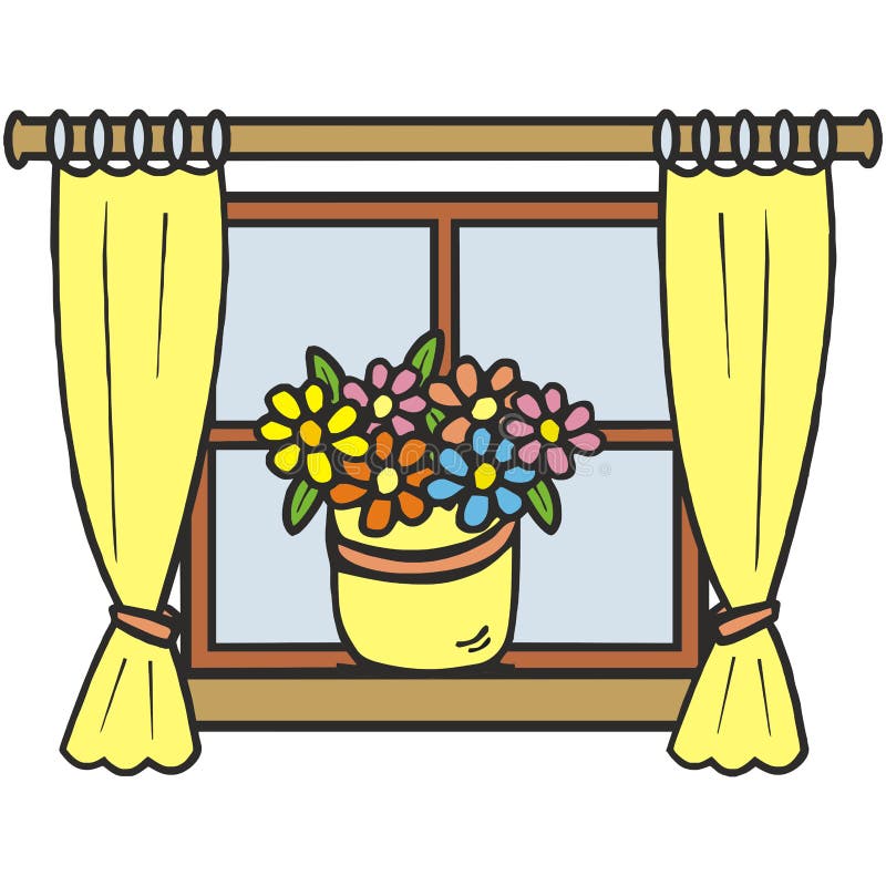 Window and Flowers, Vector Illustration Stock Vector - Illustration of ...