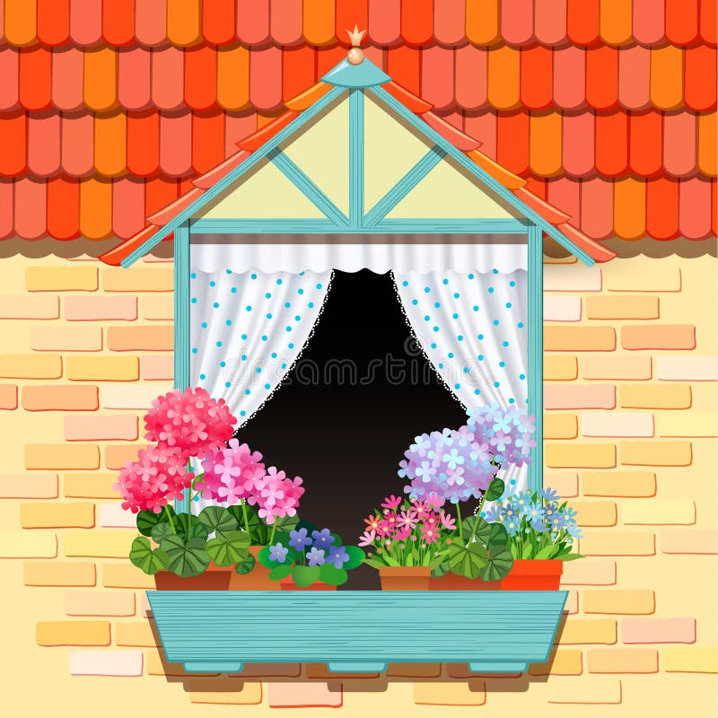 Flowers on window stock vector. Illustration of nature - 31251010