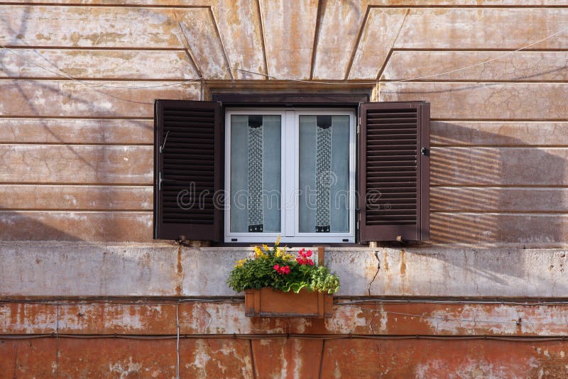 Window with Flowers in Rome, Italy Stock Image - Image of urban ...