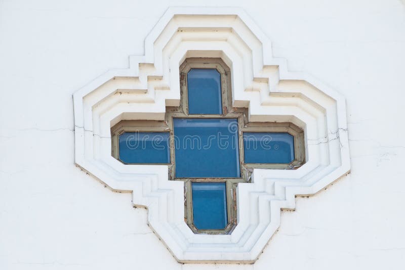 A Window in the Form of a Cross on a White Wall. Religion. Stock Image ...