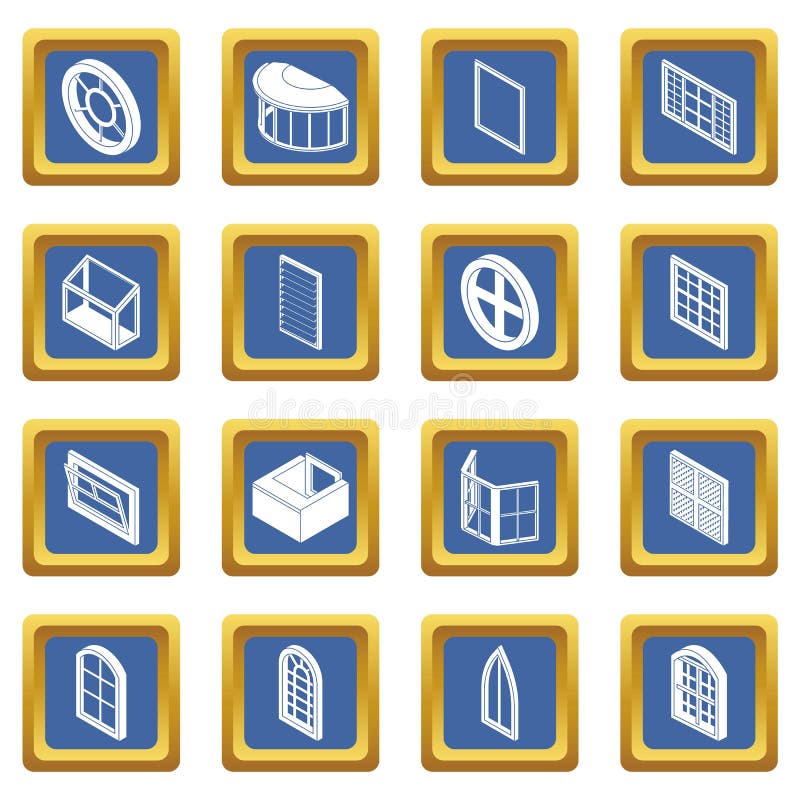 Window Forms Icons Set Blue Square Vector Stock Vector - Illustration ...
