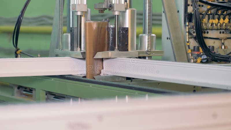 Window Frame Angles are Glued and Pressed Together. Stock Video - Video ...