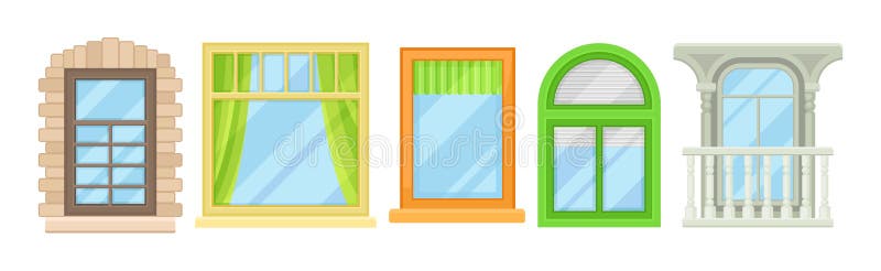 Window in Frame As Opening in Wall for Passage of Light Vector Set ...