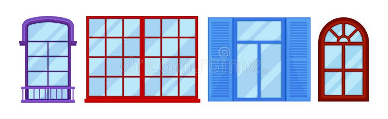 Window in Frame As Opening in Wall for Passage of Light Vector Set ...