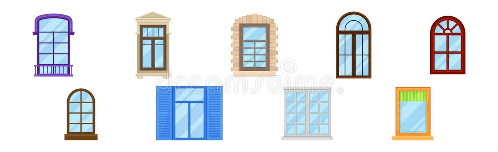 Window in Frame As Opening in Wall for Passage of Light Vector Set ...