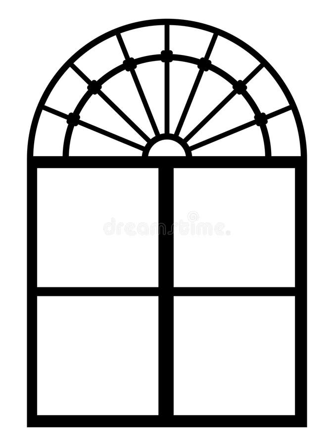 Window Frame in Elegant Style with Arch. Silhouette Vector Stock Vector ...