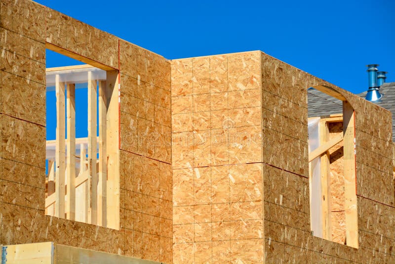 Window Frame of New Low Rise Building on Blue Sky Background. Stock ...