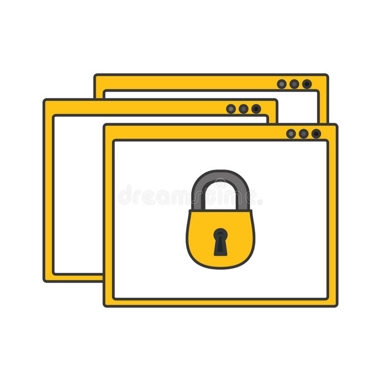 Window Frame with Padlock Icon Stock Illustration - Illustration of ...