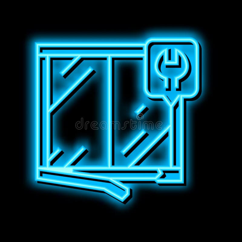 Window Frame Repair Neon Glow Icon Illustration Stock Vector ...