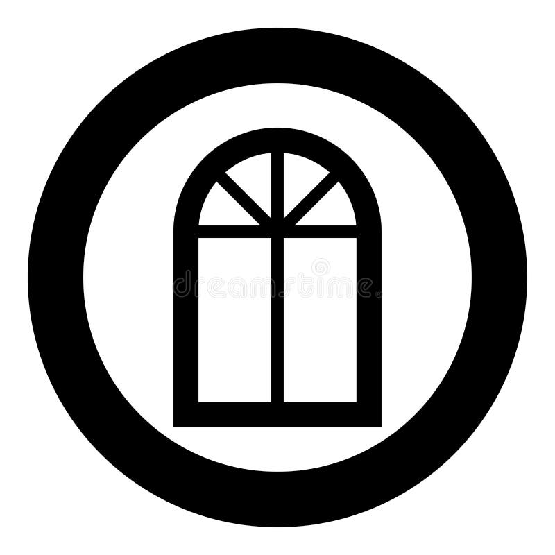 Window Frame Semi-round at the Top Arch Window Icon in Circle Round ...