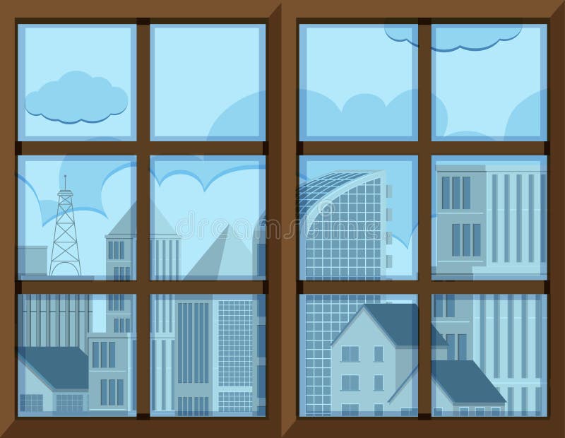 Window Frame Template with Outside View Stock Illustration ...