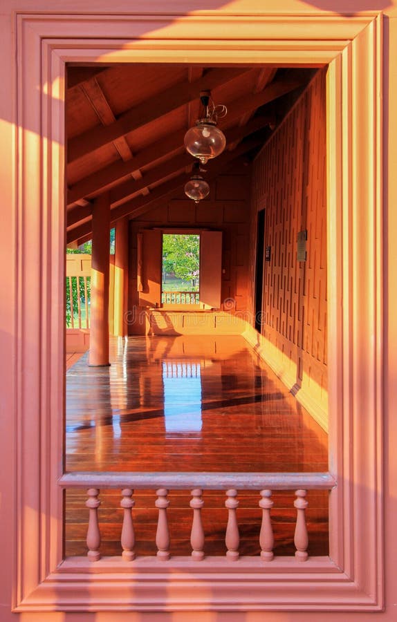 Window Frame in the Temple. Look Though the Window. Stock Photo - Image ...