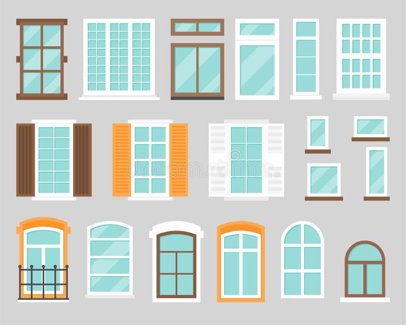 Window and Frame in Various Design, Flat Design Stock Vector ...