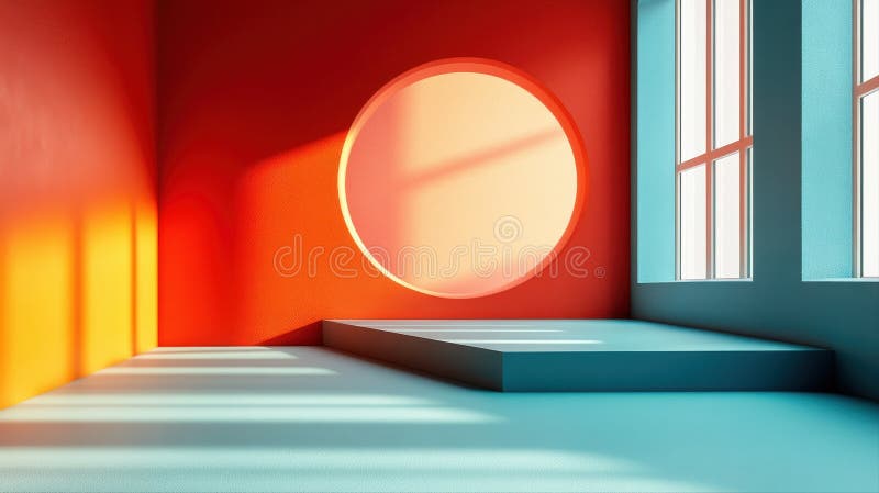 A Window Framed by Soft Light Illuminating a Bright Orange Circle that ...