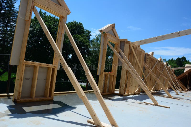 Window Frames Align Construction Project Under Deep Blue Sunny Skies ...