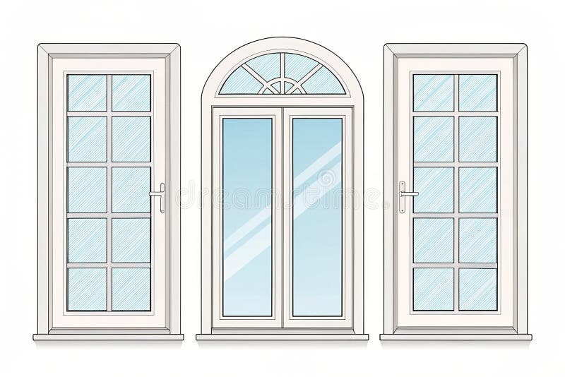 Window Frames Isolated on Transparent Background Stock Illustration ...