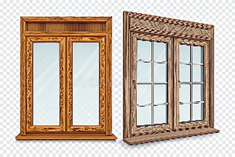 Window Frames Isolated on Transparent Background Stock Illustration ...
