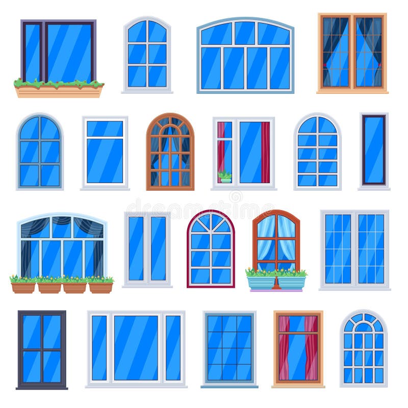Cartoon Wooden Windows Collection Stock Illustrations – 184 Cartoon ...