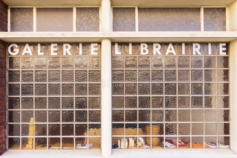 Window of a French Library and Gallery Stock Image - Image of service ...
