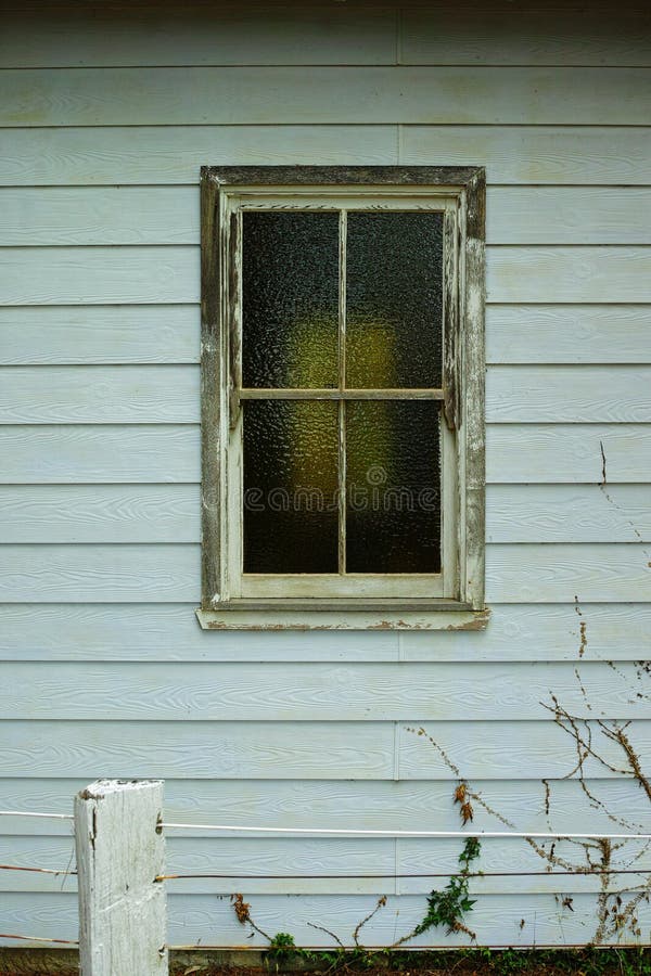 Window with Frosted Glass, Wooden Frame on Old Building Stock Image ...