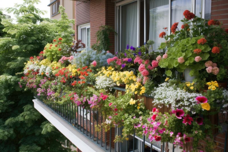 Window Garden Overflowing with Blooms, Spilling Over the Balcony ...