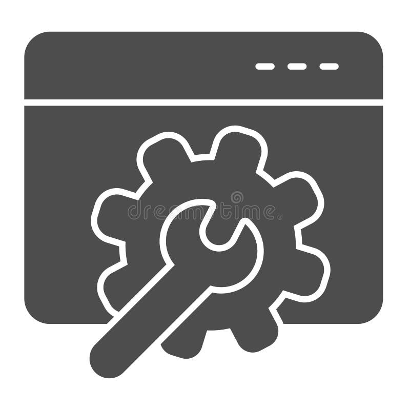 Window with Gear and Wrench Solid Icon. Web Application Control ...