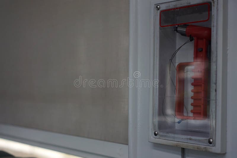Window Glass Breaker Tool Attached To the Train Wall Stock Image ...