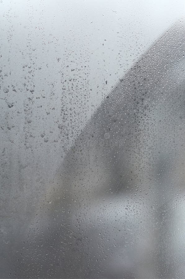 Window Glass with Condensate or Steam after Heavy Rain, Texture or ...