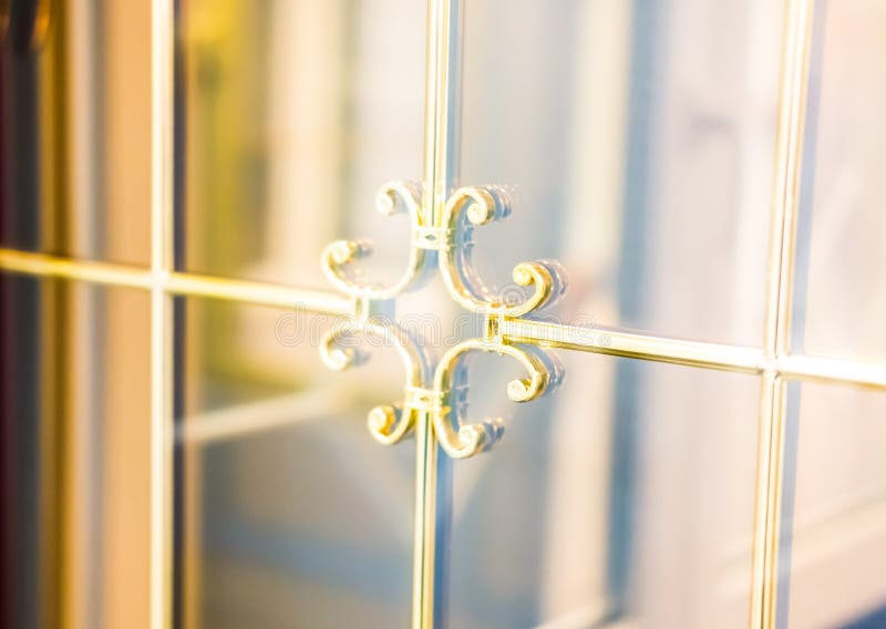 Window Glass with Golden Element Stock Photo - Image of german ...