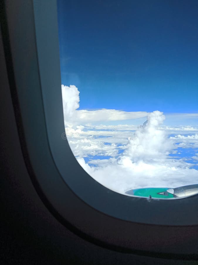 Window Glass Lighting Airplane Clouds White Stock Image - Image of ...
