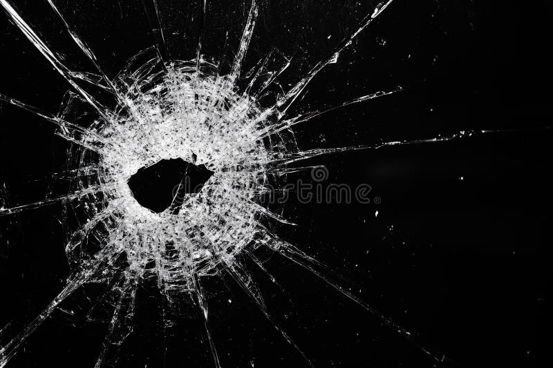 A Window Glass Pane Breaking on a Black Background. Real High-speed ...